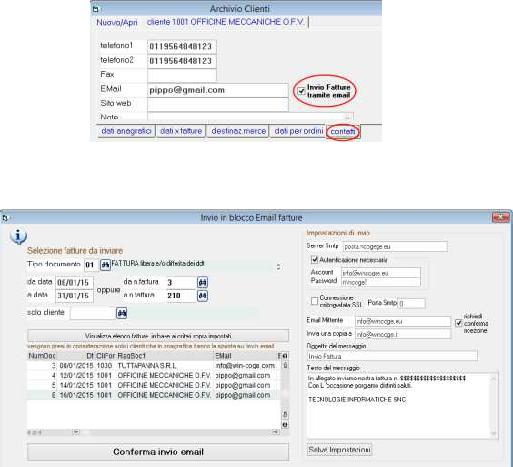 Invio email fatture